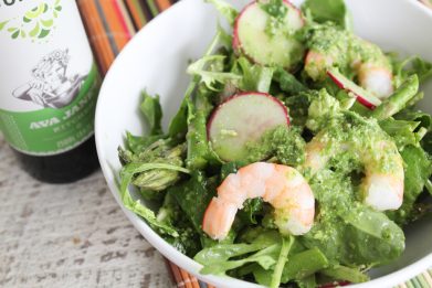 Spring Shrimp Salad with Lemon Basil Dressing | Ava Jane's Kitchen
